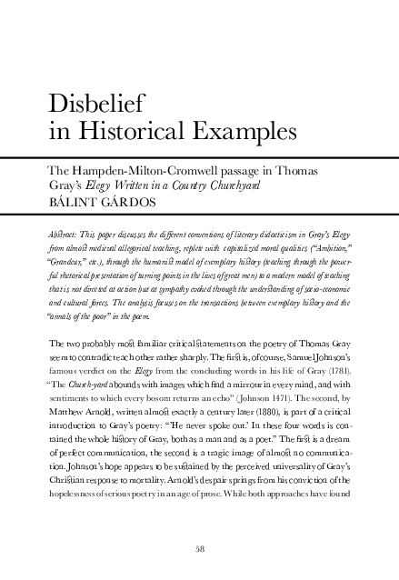 (PDF) Disbelief in Historical Examples
