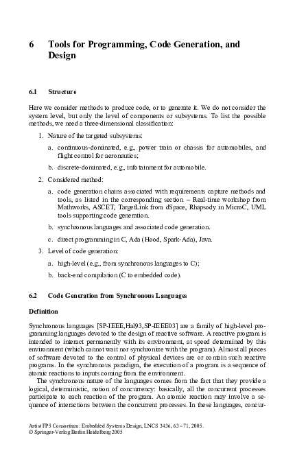 (PDF) Tools for programming, code generation, and design