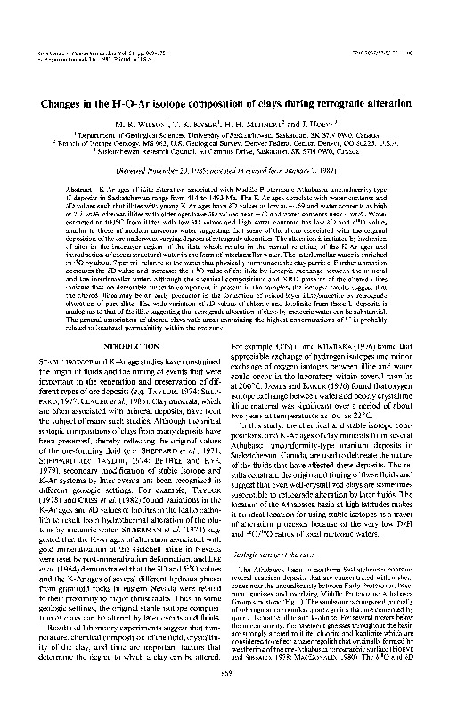 (PDF) Changes in the H O Ar isotope composition of clays during ...