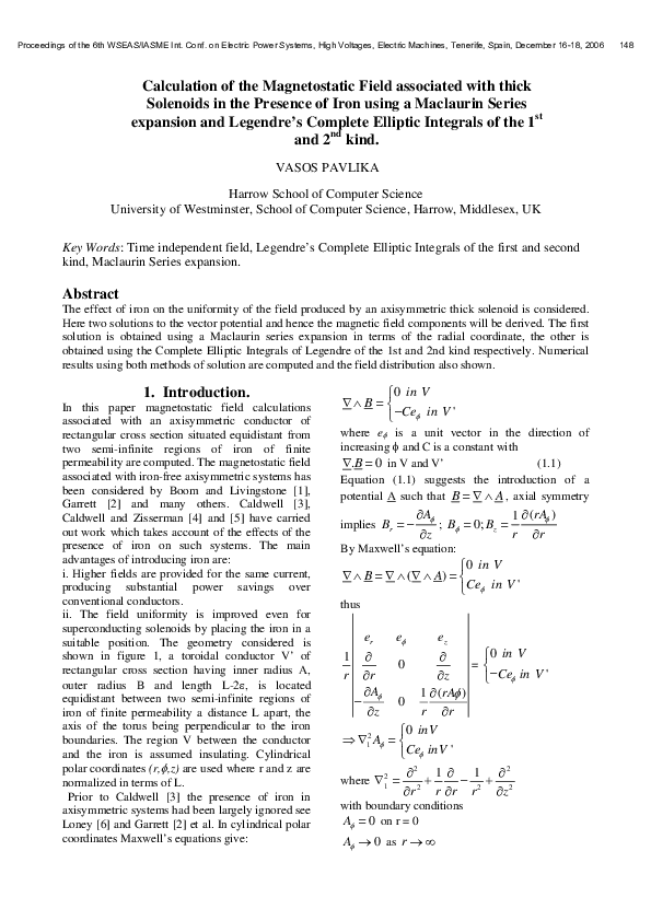 (PDF) A Comparison of Magnetostatic Field calculations associated with thick Solenoids in the ...
