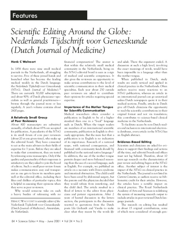 (PDF) Scientific Editing Around the Globe: Nederlands Tijdschrift voor ...