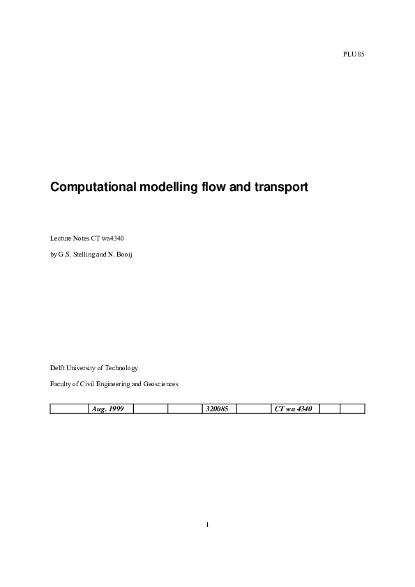 (PDF) Computational modelling flow and transport