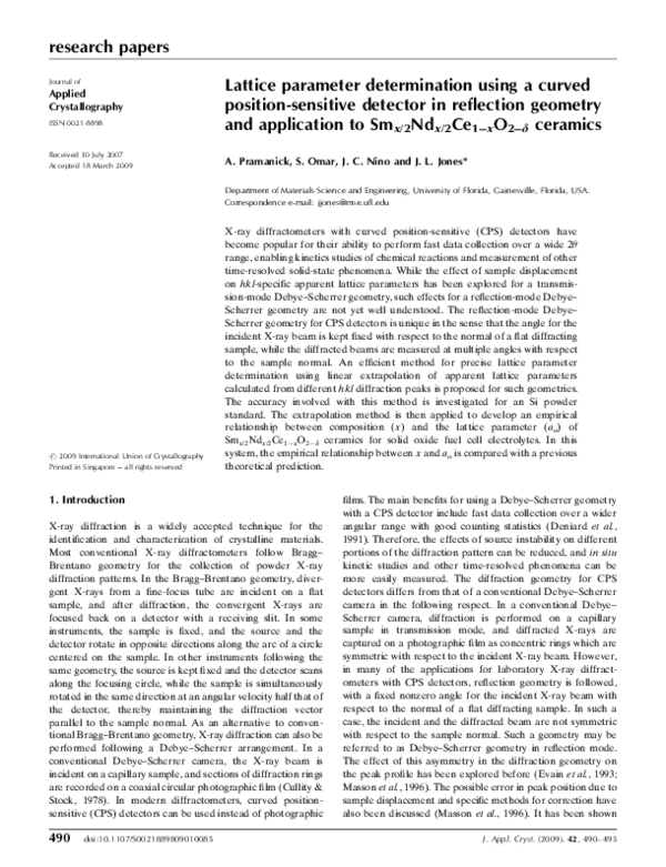 (PDF) Lattice parameter determination using a curved position-sensitive ...