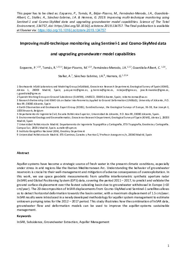 (PDF) Improving multi-technique monitoring using Sentinel-1 and Cosmo-SkyMed data and upgrading ...