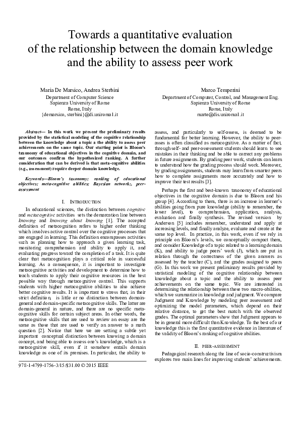 (PDF) Towards a quantitative evaluation of the relationship between the domain knowledge and the ...
