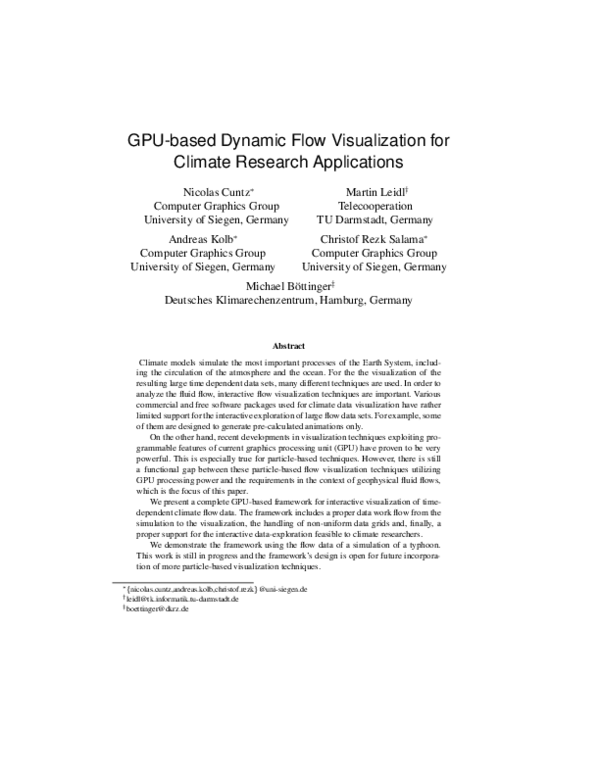 (PDF) GPU-based Dynamic Flow Visualization for Climate Research Applications