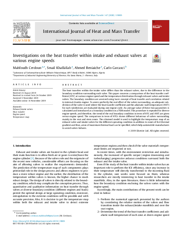 (PDF) Investigations on the heat transfer within intake and exhaust ...