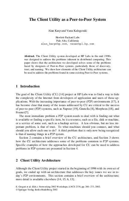 (PDF) The Client Utility as a Peer-to-Peer System