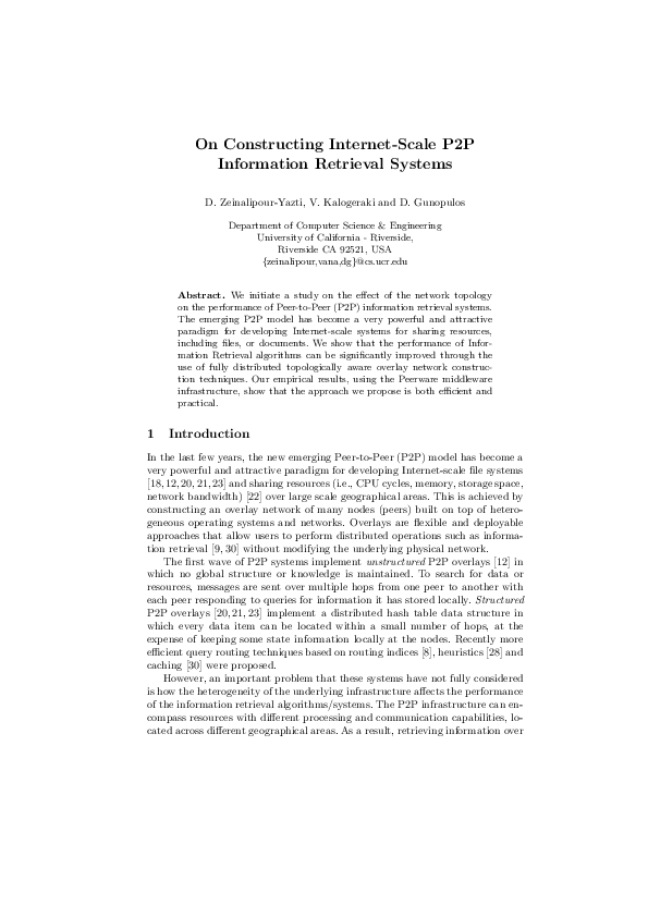 (PDF) On Constructing Internet-Scale P2P Information Retrieval Systems