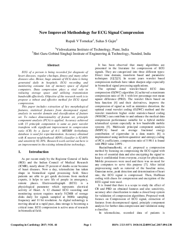 (PDF) New improved methodology for ECG signal compression