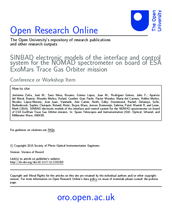 (PDF) SINBAD electronic models of the interface and control system for ...