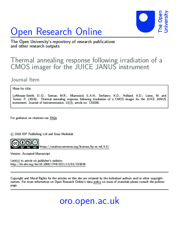 (PDF) Thermal annealing response following irradiation of a CMOS imager ...