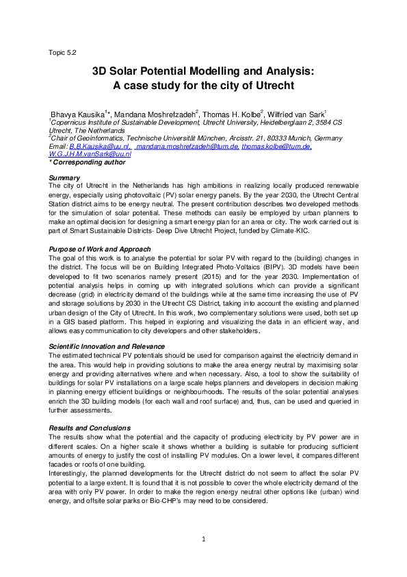 (PDF) 3D Solar Potential Modelling and Analysis: a Case Study for the ...