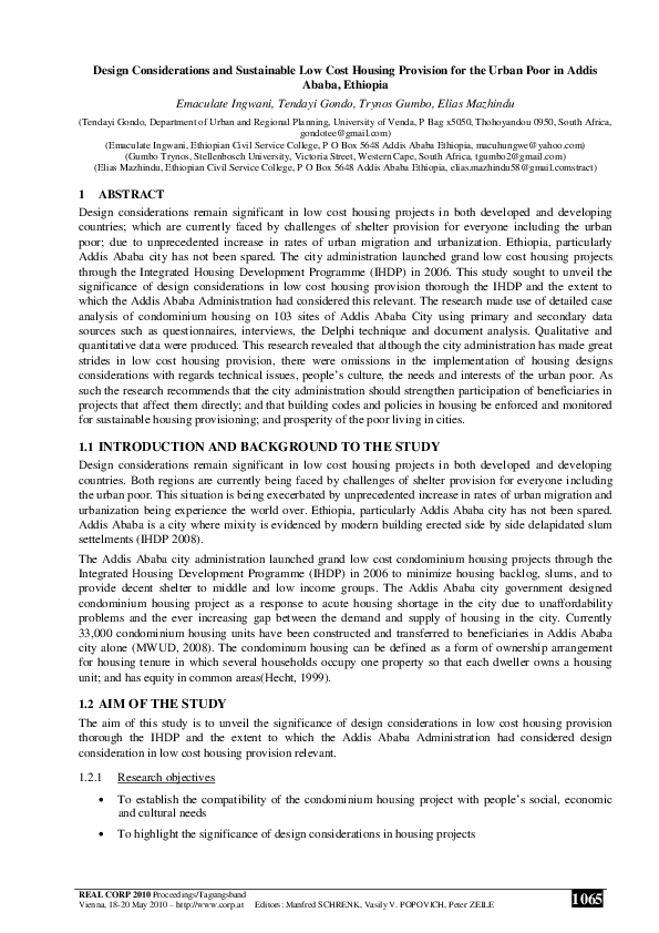 (PDF) Design Considerations and Sustainable Low Cost Housing Provision ...