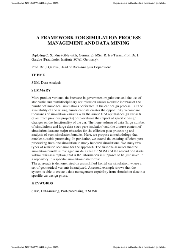(PDF) A Framework for Simulation Process Management and Data Mining