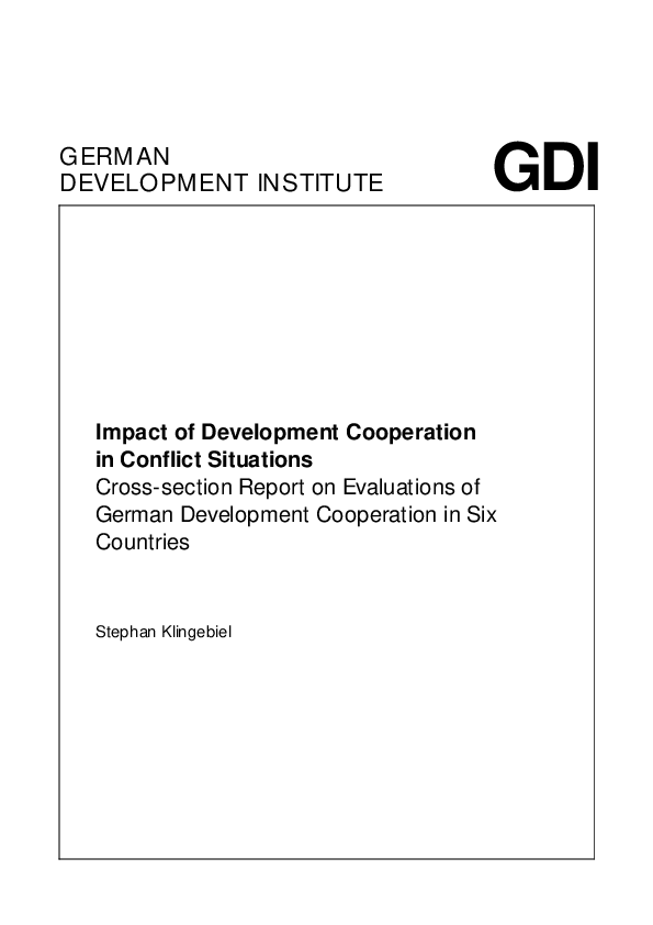 (PDF) Impact of development cooperation in conflict situations : cross ...