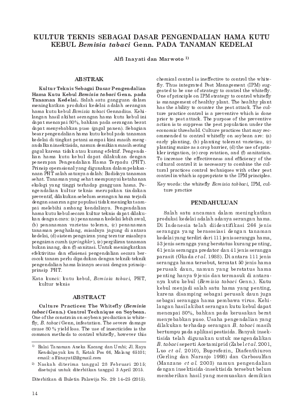 (PDF) KULTUR TEKNIS SEBAGAI DASAR PENGENDALIAN HAMA KUTU KEBUL Bemisia ...