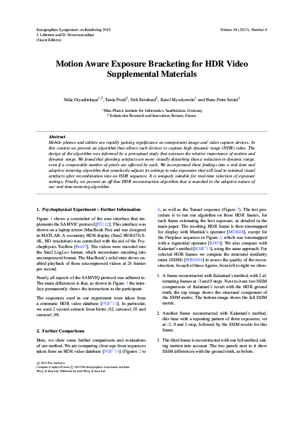 (PDF) Motion Aware Exposure Bracketing for HDR Video Supplemental Materials
