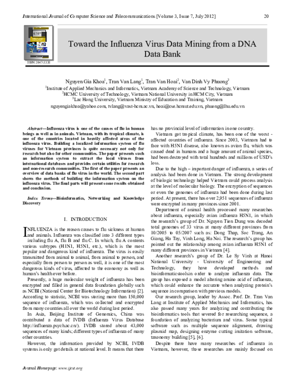 (PDF) Influenza Virus Data Mining System for Vietnam