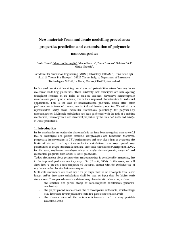 (PDF) New materials from multiscale modelling procedures: properties prediction and ...