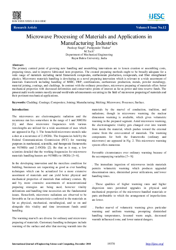 (PDF) Microwave Processing of Materials and Applications in ...
