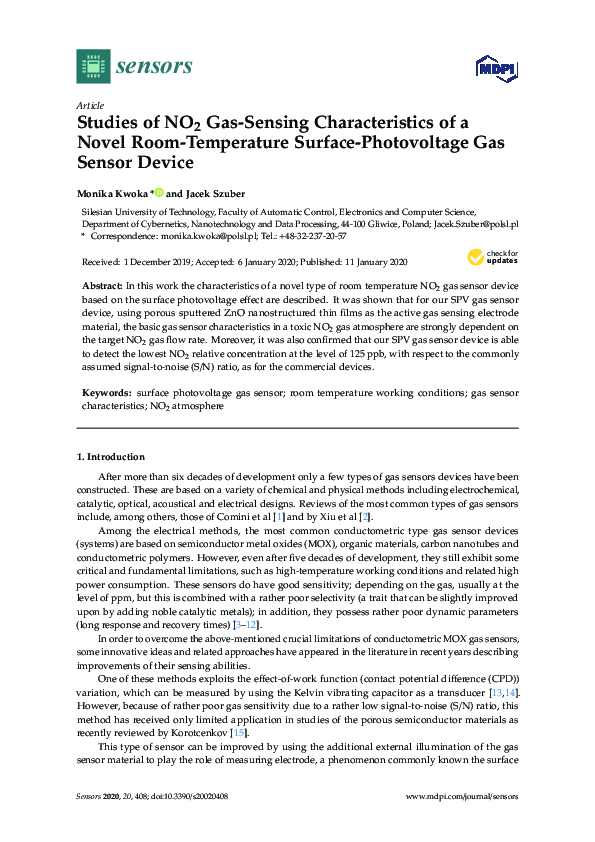 (PDF) Studies of NO2 Gas-Sensing Characteristics of a Novel Room ...