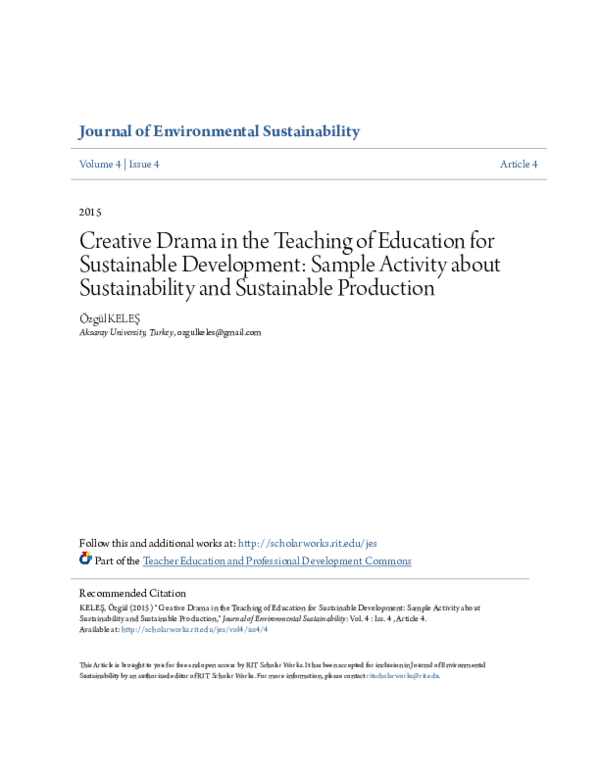 (PDF) Creative Drama in the Teaching of Education for Sustainable ...