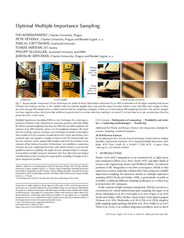 (PDF) Optimal multiple importance sampling