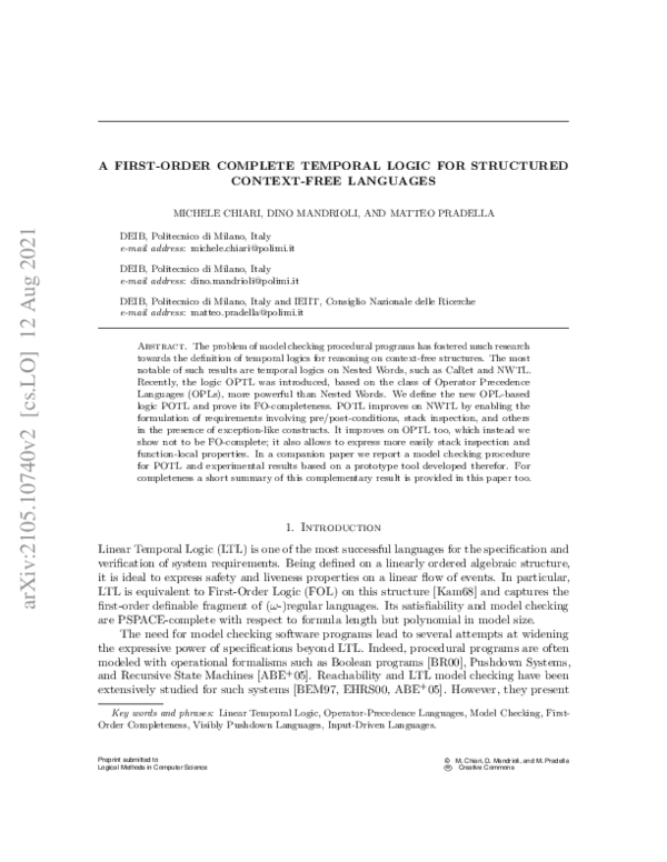 (PDF) A First-Order Complete Temporal Logic for Structured Context-Free Languages