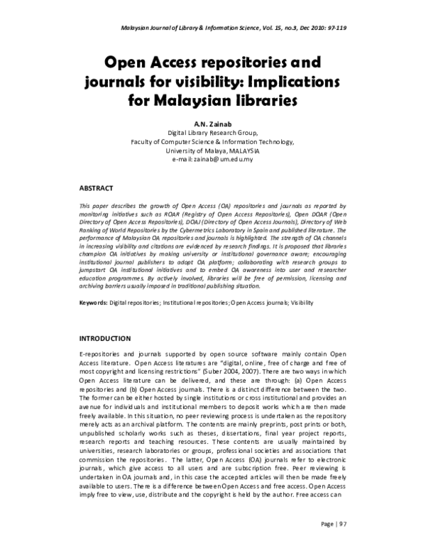 (PDF) Open Access repositories and journals for visibility ...