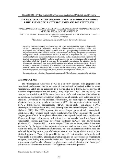 (PDF) Dynamic Vulcanized Thermoplastic Elastomers Based on Ethylene ...