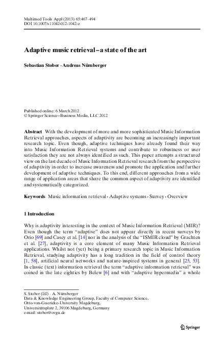 (PDF) Adaptive music retrieval–a state of the art