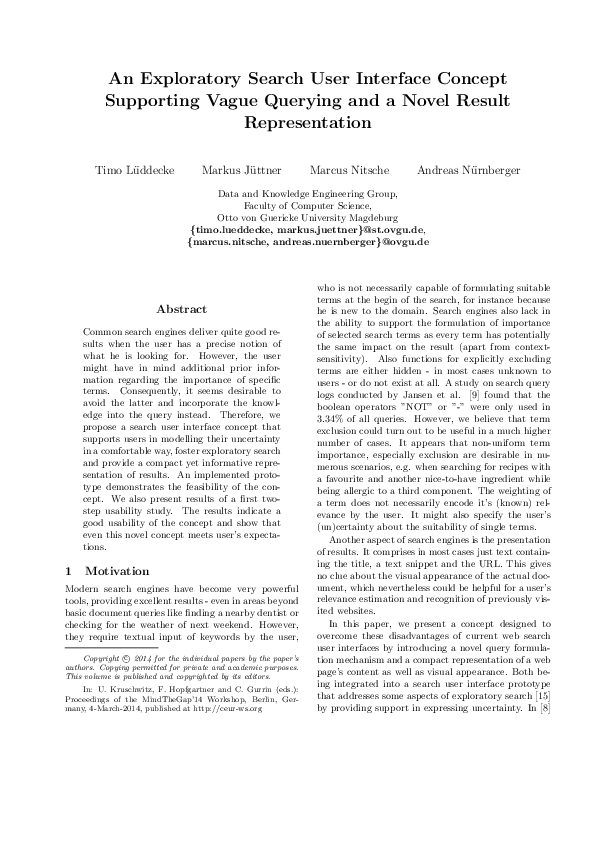 (PDF) An Exploratory Search User Interface Concept Supporting Vague Querying and a Novel Result ...