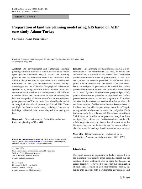 (PDF) Preparation of land use planning model using GIS based on AHP ...