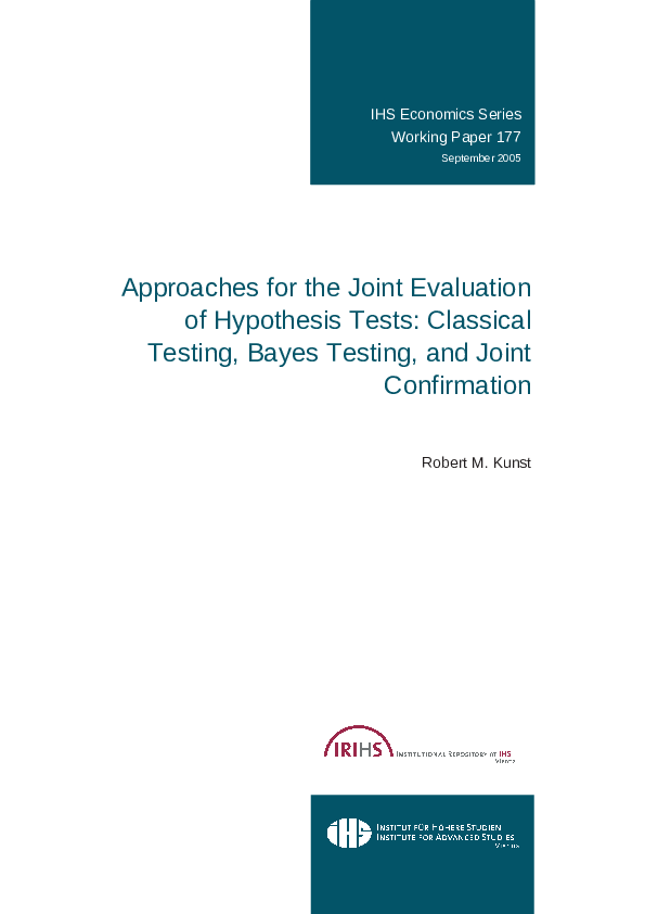 (PDF) Approaches for the joint evaluation of hypothesis tests ...