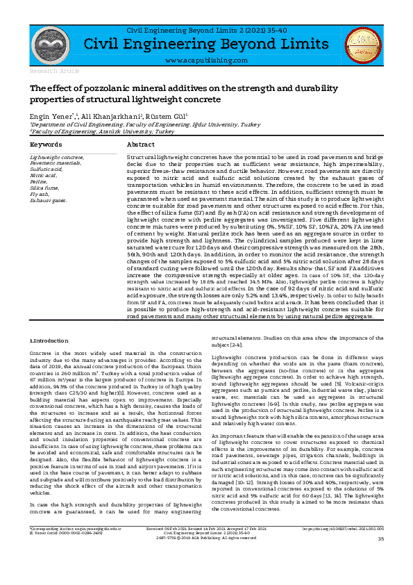 (PDF) The effect of pozzolanic mineral additives on the strength and ...