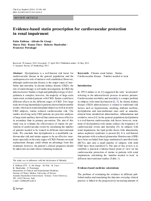 (PDF) Evidence-based statin prescription for cardiovascular protection ...
