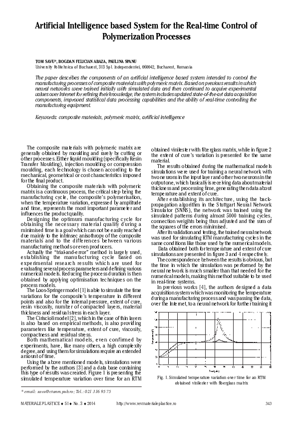 (PDF) Artificial Intelligence based System for the Real-time Control of Polymerization Processes