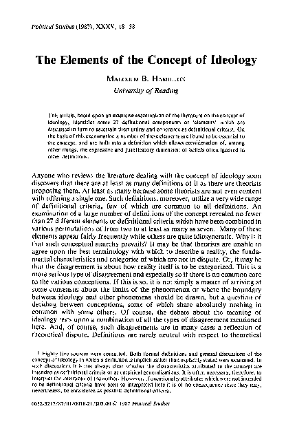 (PDF) The elements of the concept of ideology