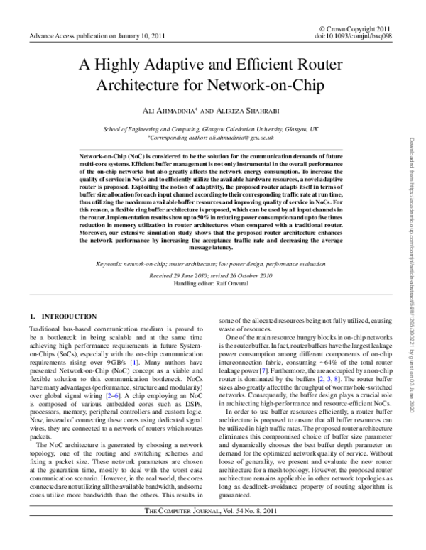 (PDF) A Highly Adaptive and Efficient Router Architecture for Network ...