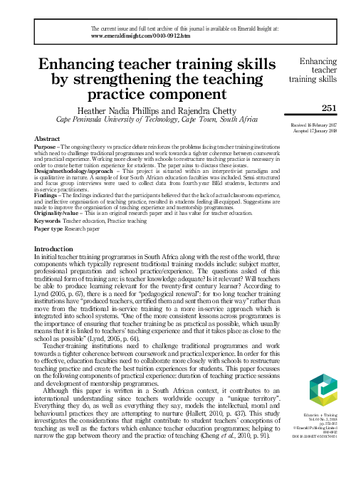(PDF) Improving Teacher Training through Practice