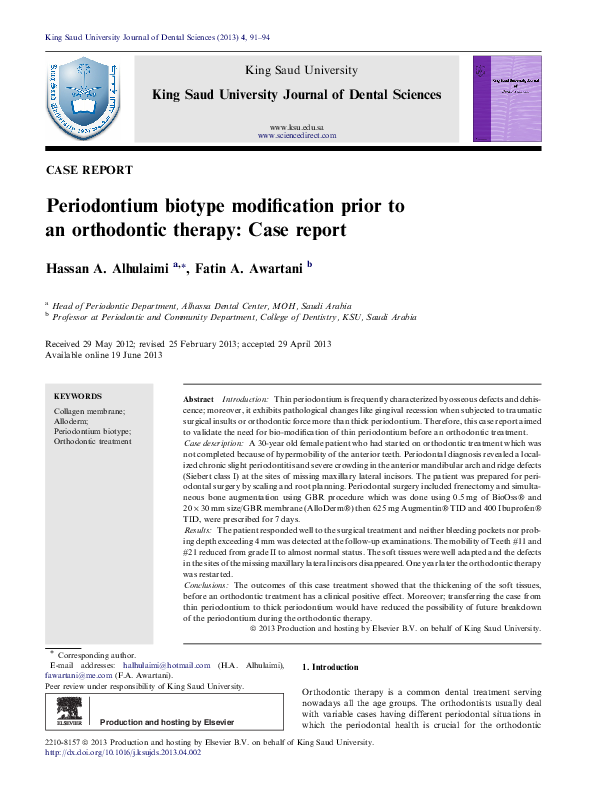(PDF) Periodontium biotype modification prior to an orthodontic therapy ...