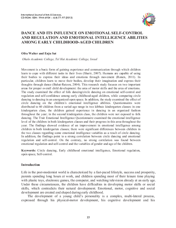 (PDF) Dance and Its Influence on Emotional Self-Control and Regulation ...