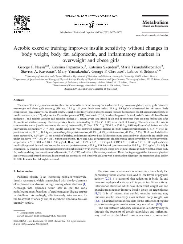 (PDF) Aerobic exercise training improves insulin sensitivity without changes in body weight ...