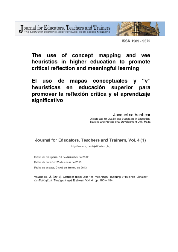 (PDF) The use of concept mapping and vee heuristics in higher education to promote critical ...