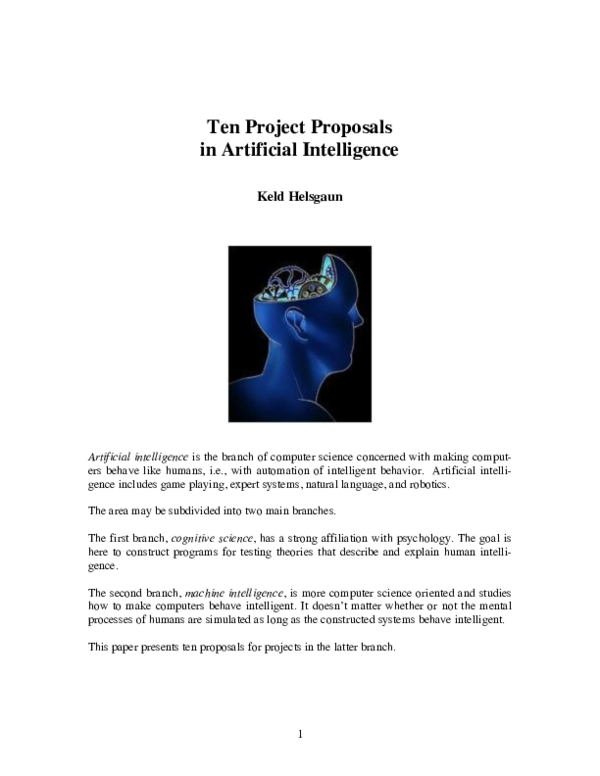 (PDF) Ten Project Proposals in Artificial Intelligence