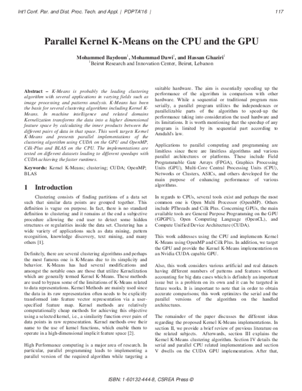 (PDF) Parallel Kernel K-Means on the CPU and the GPU