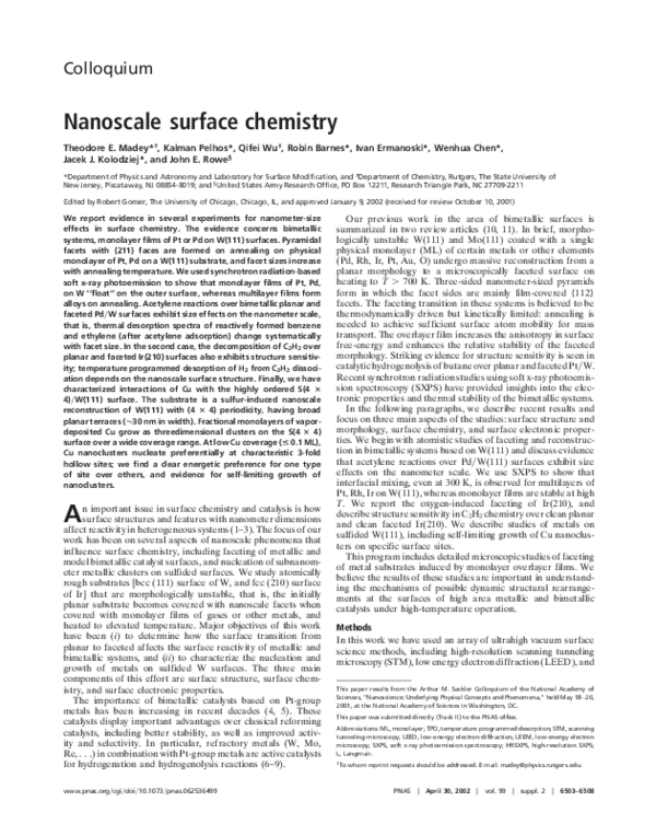 (PDF) Nanoscale surface chemistry