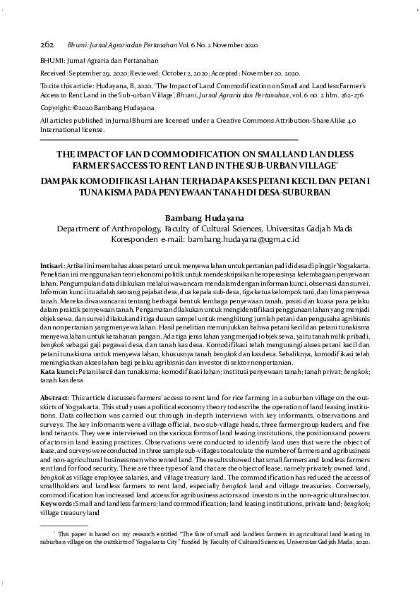 (PDF) The Impact of Land Commodification on Small and Landless Farmer’s ...