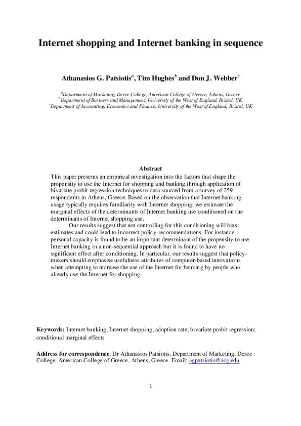 (PDF) Internet shopping and Internet banking in sequence